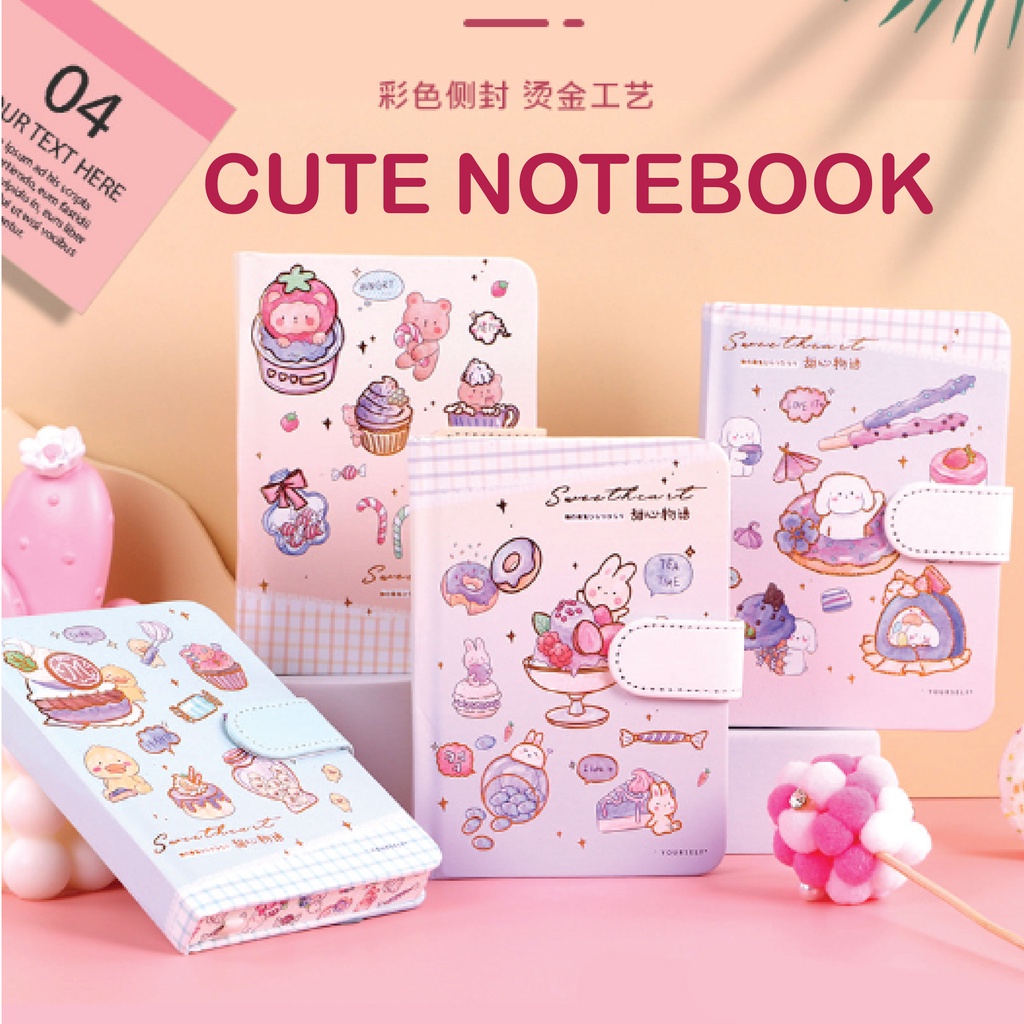 Notebook A5 Cute Color Page Leather Notebook Planner Book Journal Cute ...