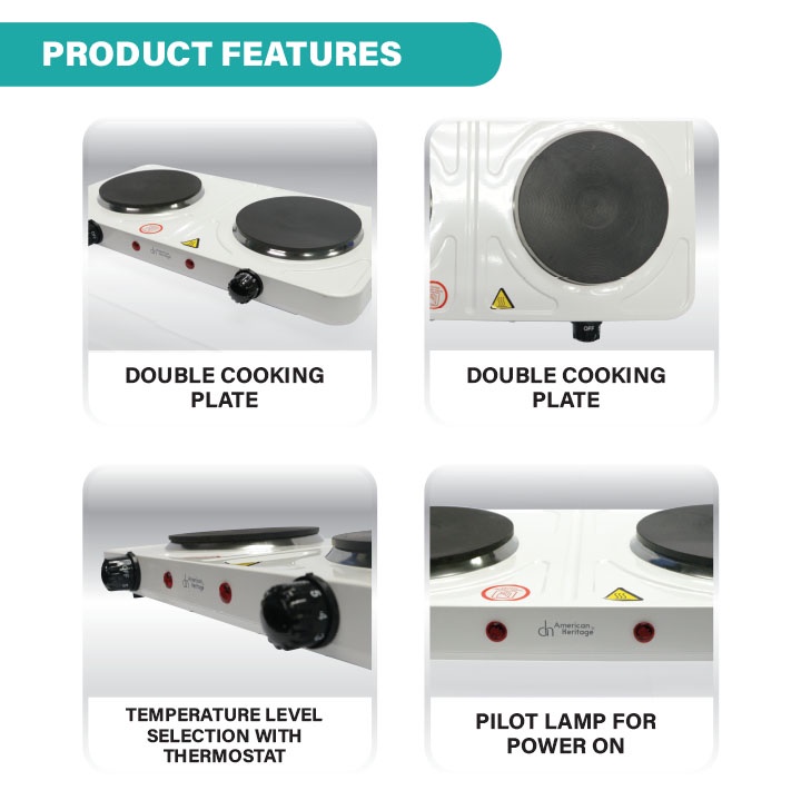 American Heritage Double Hot Plate Electric Stove HEHP-458 | Shopee ...