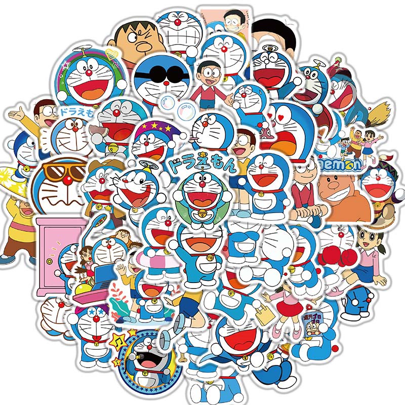 Large Stickers: 50 Anime Cartoon Doraemon For Water Cup, Notebook ...
