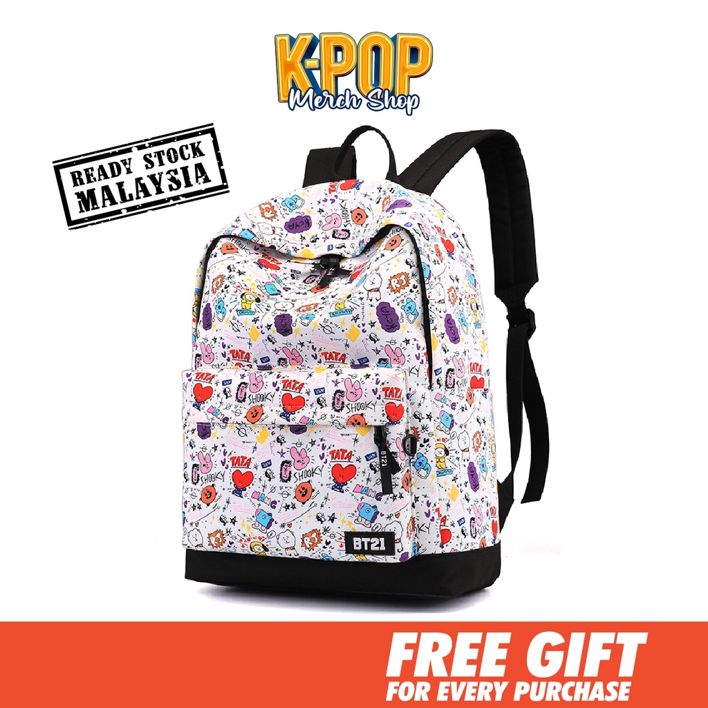 BTS BT21 Tinytan Bangtan OT7 Kpop Merch Backpack School Bag Beg Sekolah | Shopee Philippines