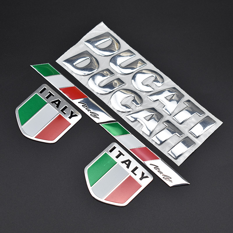 Motorcycle Chrome Sticker Decal Emblem Italy Flag Badge Tank Logo Moto ...