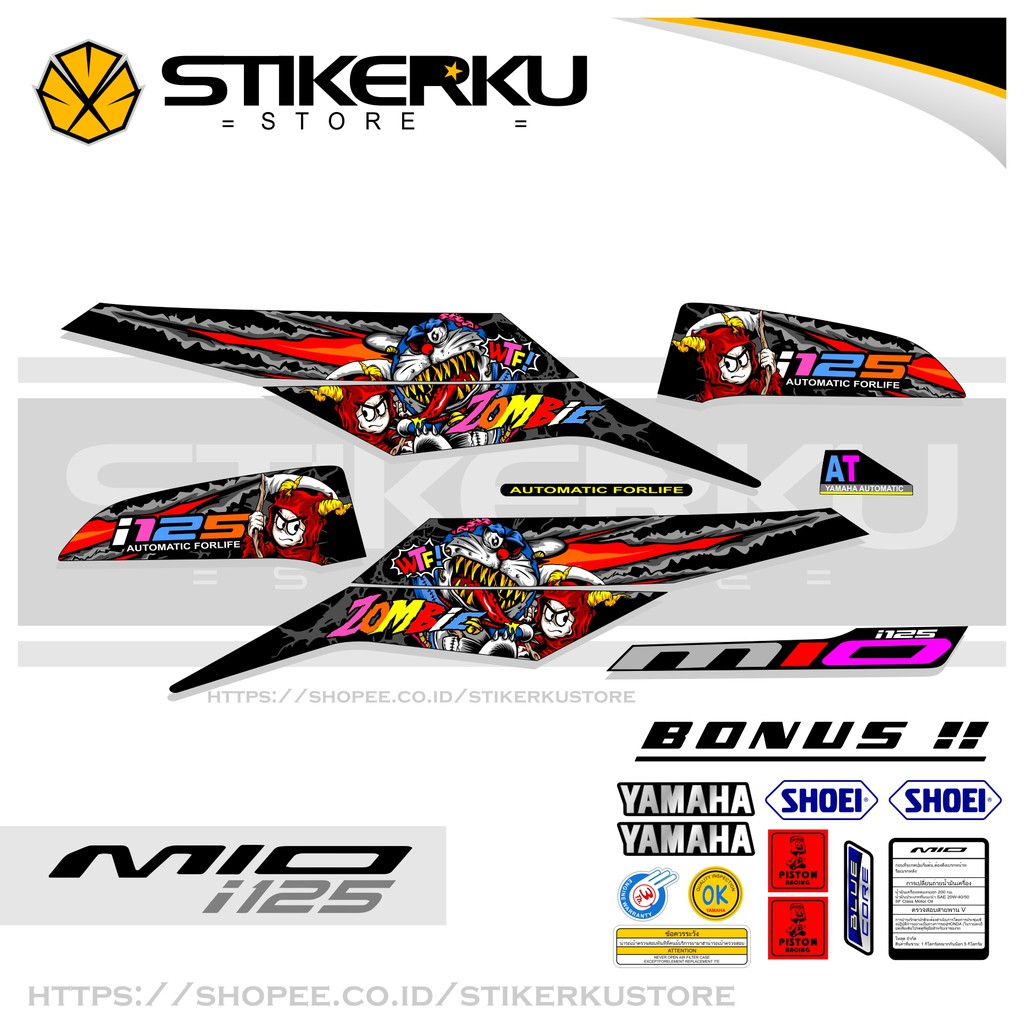 Mio i 125 STOCK DECALS / STRIPING MIO M3 /Z / 125/ STICKERS / STICKER ...