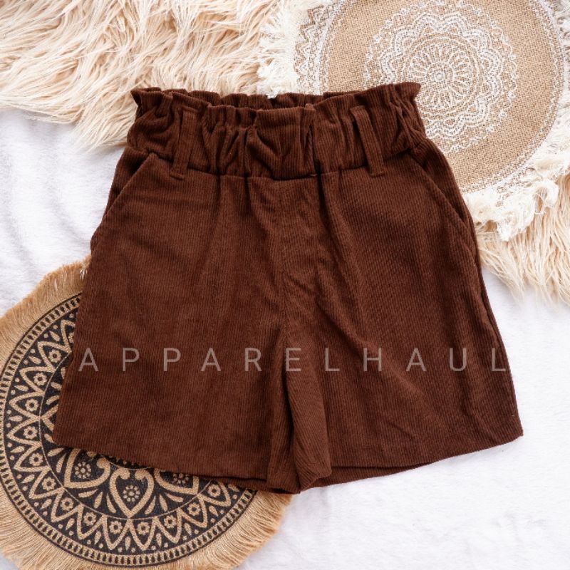AH Korean Casual Garterized Corduroy Trendy Highwaist Shorts for Women ...