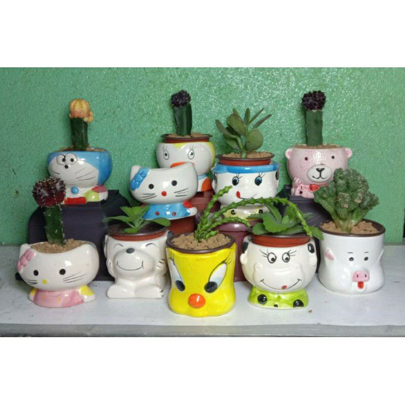 Small character ceramic pots with hole | Shopee Philippines