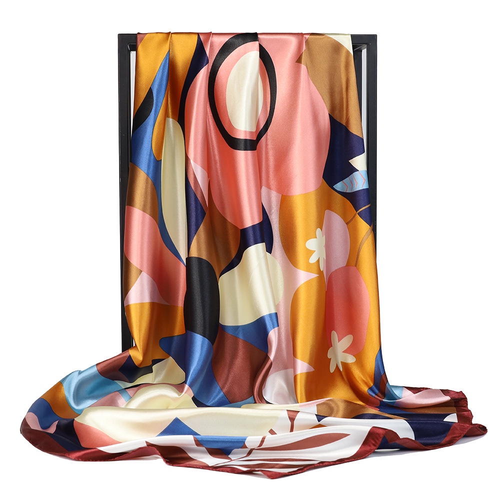 Ins Chest Wrap Silk Scarf 90*90Cm Large Square Satin Satin Graffiti ...