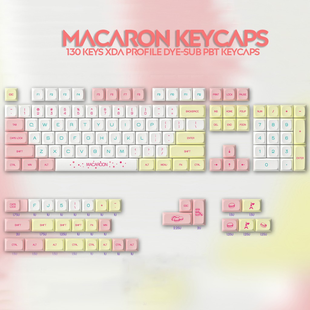 PBT 130 Keycaps Macaron Personality Theme Keycaps Suitable For Cherry ...