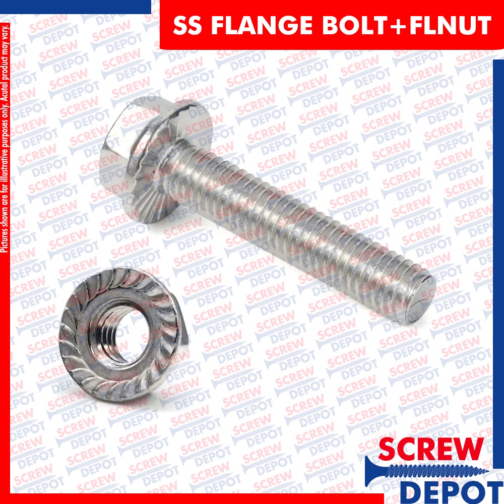 10PCS M6 x 1.0P Stainless Flange Bolt / SS Flanged Bolt Hex Washer Head ...