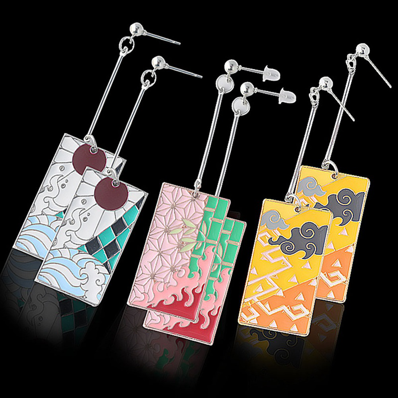 Japanese Anime Demon Slayer Dangle Drop Earrings Cosplay Prop Kimetsu ...