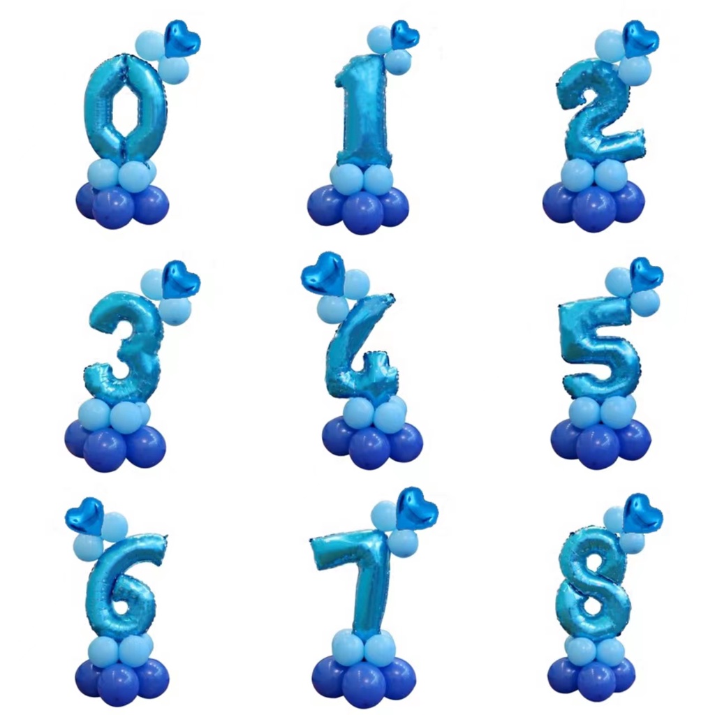 32 inch [0-9] blue digital balloon children's birthday decoration ...
