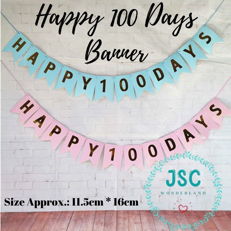 Happy 100 Days Banner Small Size Blue Color Banner Pink Color Banner ...