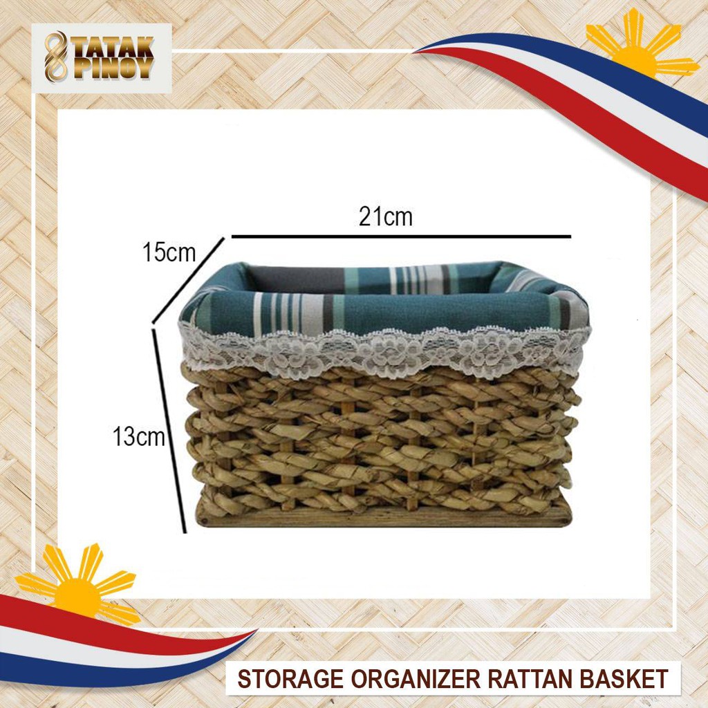 TATAK PINOY Rattan Basket Storage Baskets 15 x 21 x 13cm Shelf ...