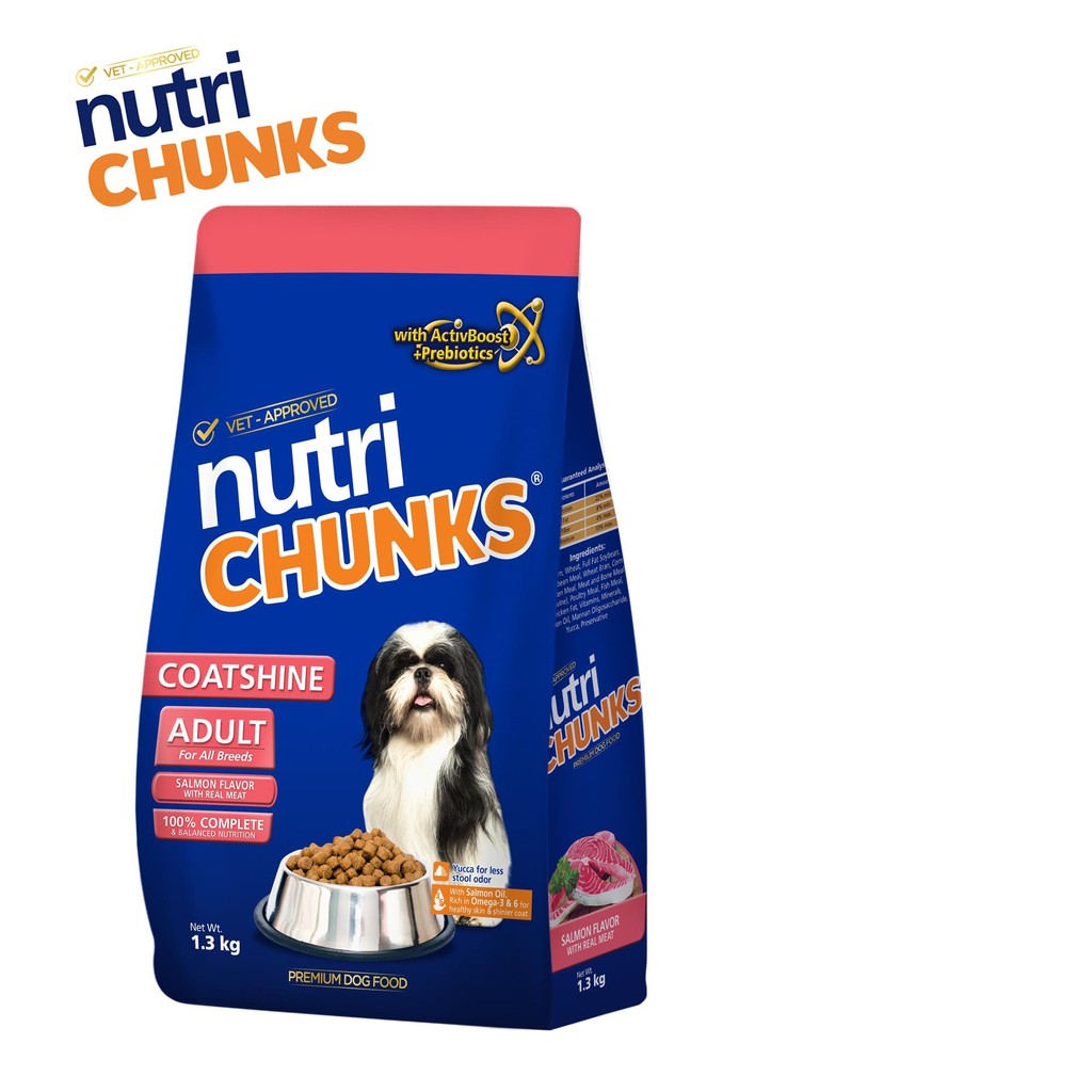 Nutri Chunks (NutriChunks) Adult Dog Food Coatshine Salmon (1 Kilo ...