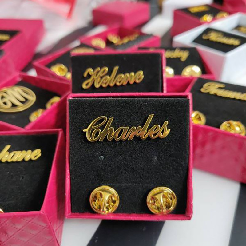 Personalized Customized Letter Name Lapel Pin Brooches Stainless Steel ...