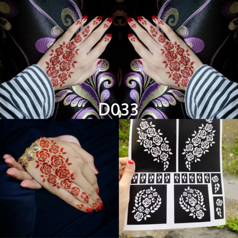 Stiker inai / sticker henna VIRAL new code D033 | Shopee Philippines