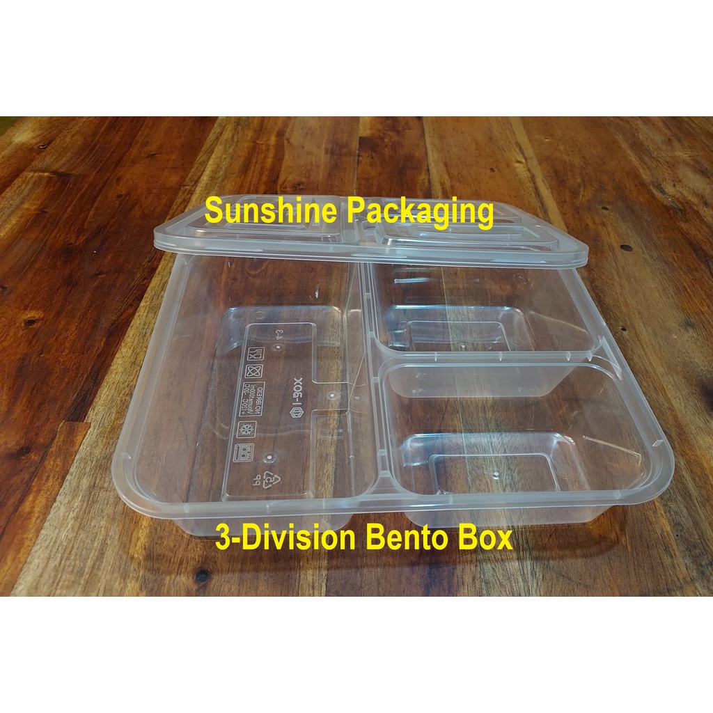 3-division Clear Microwave Bento Box | Shopee Philippines