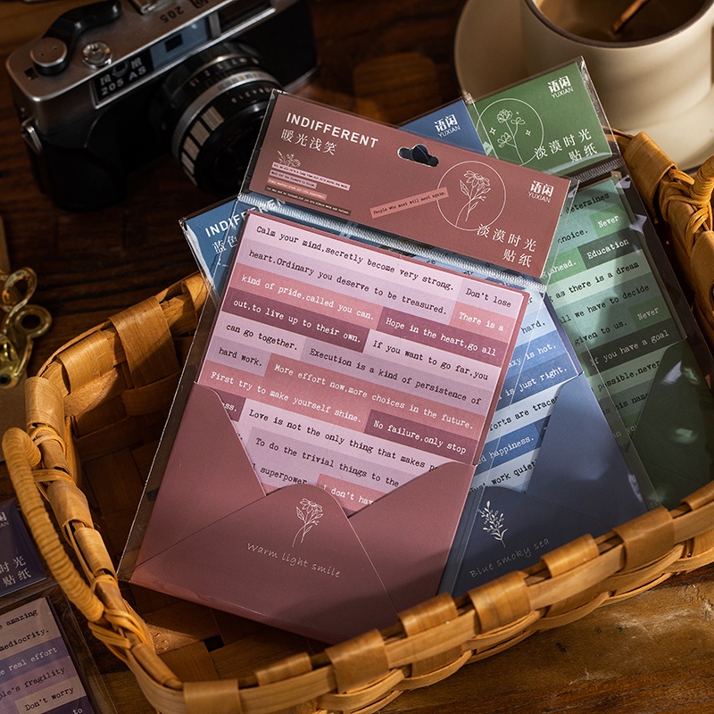 ENWEI 6 Sheets Indifferent Time Series Letter Journal Stickers Kraft ...