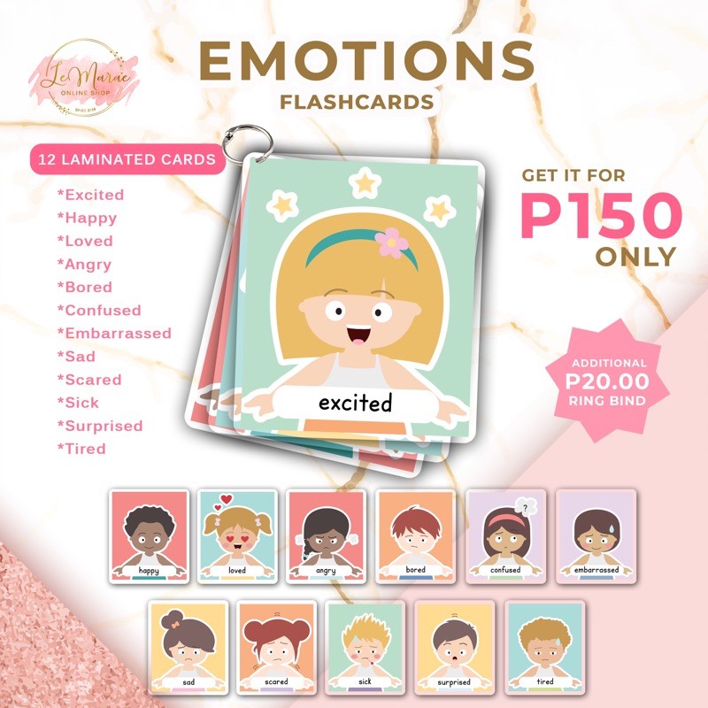 EMOTIONS Laminated Flashcards Facial Expressions Interactive ...