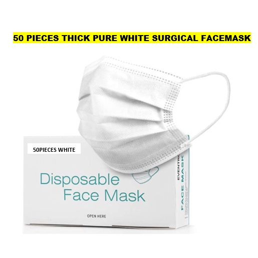50pcs WHITE Disposable Surgical Face Mask 3ply and Nice Quality ...
