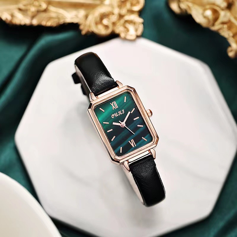Vintage Small Square Dail Leather Watch Women Wristwatch Casual Fashion ...