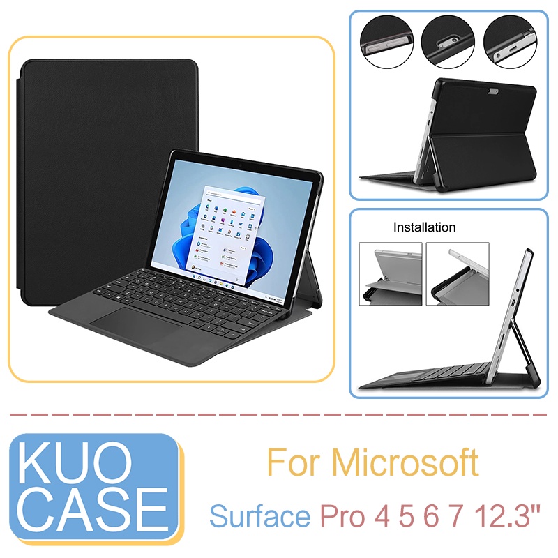 For Surface Pro 4 Pro 5 Pro 6 Pro 7 Pro X PU Leather Case Hard PC Back Cover (Without Keyboard ...