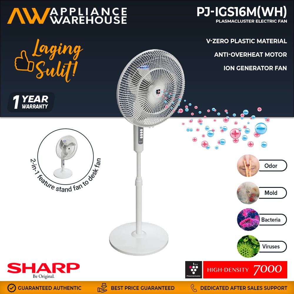 Sharp PJ-IGS16M(WH) 16" Plasmacluster Ion Electric Stand Fan | Shopee ...