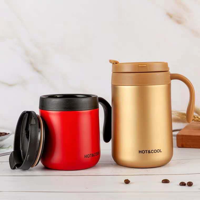 Handle 304 stainless steel insulated cup with cover Coffee Cup Mug ...