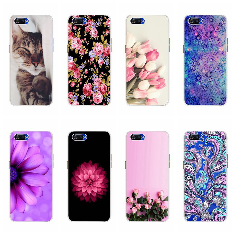 Oppo Realme C3 C2 Phone Case Cartoon Cat Flower Pattern Soft Tpu Back ...