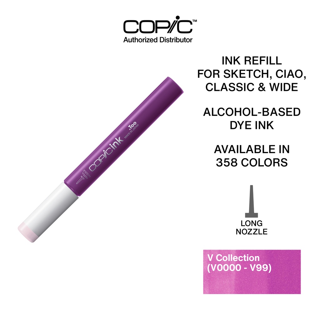 Copic Ink V ( Violet Hue ) Collection, Refill (V0000-V99) | Shopee ...