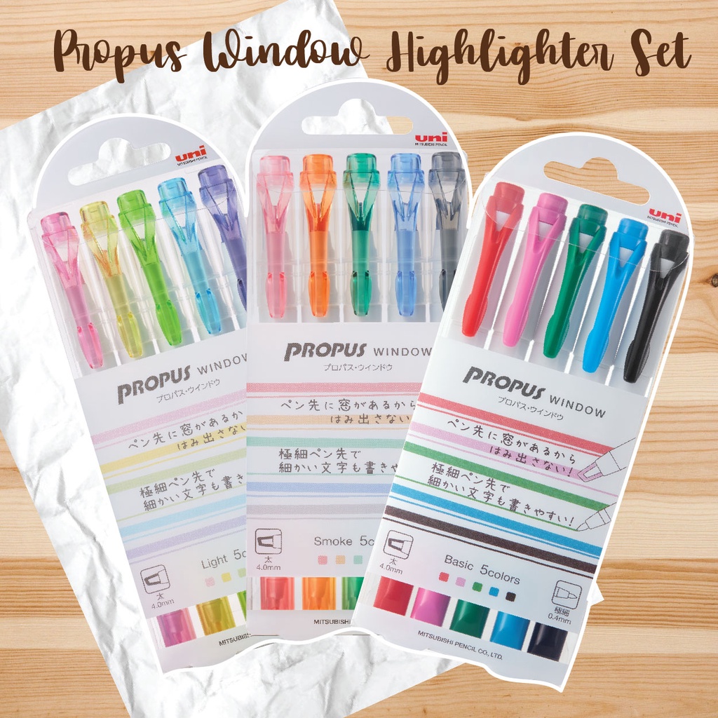 【Uni】Propus Window Highlighter Pen 5 Colour Set Twin Head / Double ...