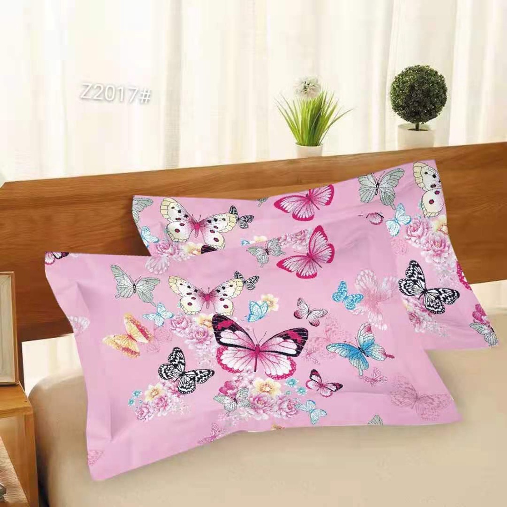 Pink Butterfly print Box Design Pillowcase(2pcs/set) Cotton Bedsheet ...