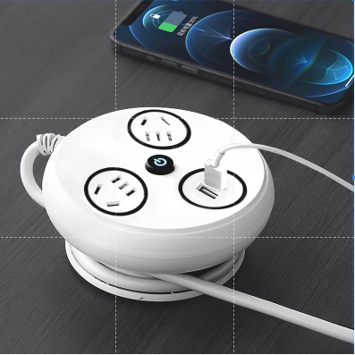 2gether Power Outlet Strip 2 USB Ports 2 Sockets 3 Meter Retractable ...