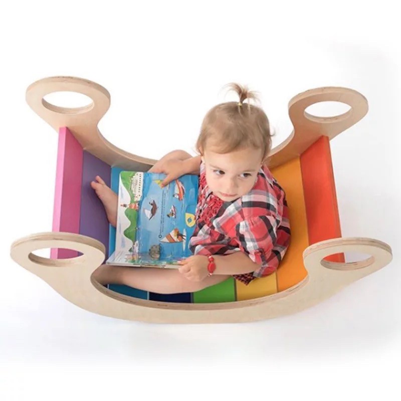 Wooden Rainbow Rocking Rocker Play Toy | Shopee Philippines