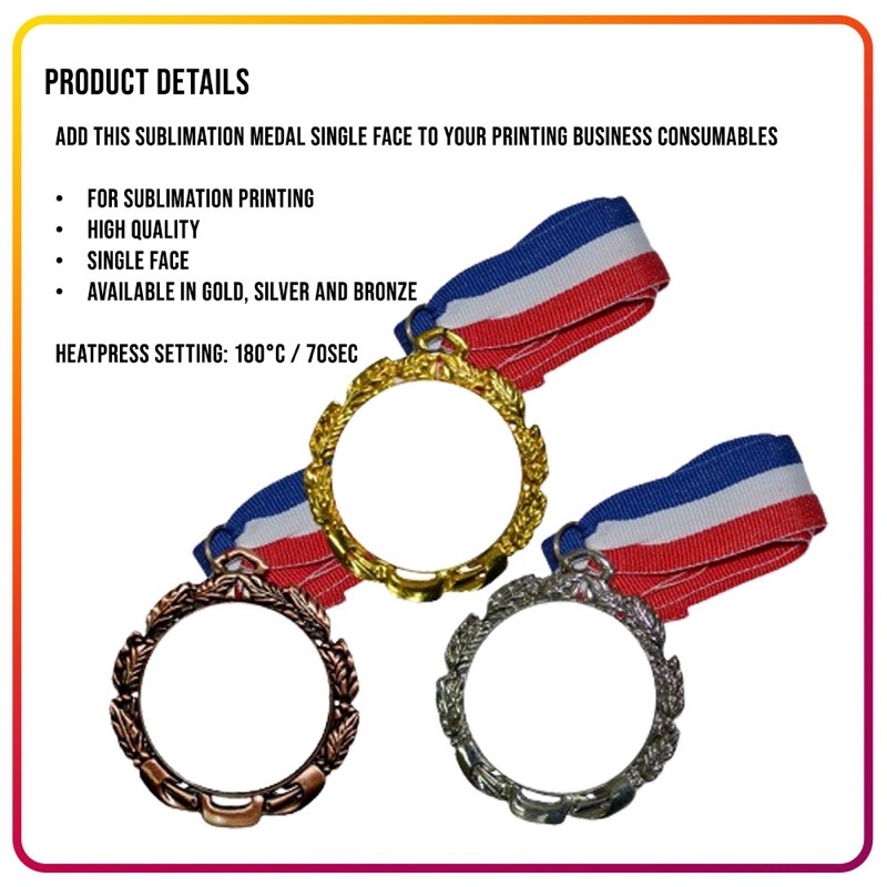SUBLIMATION PRINTABLE MEDAL GOLD / BRONZE | Shopee Philippines
