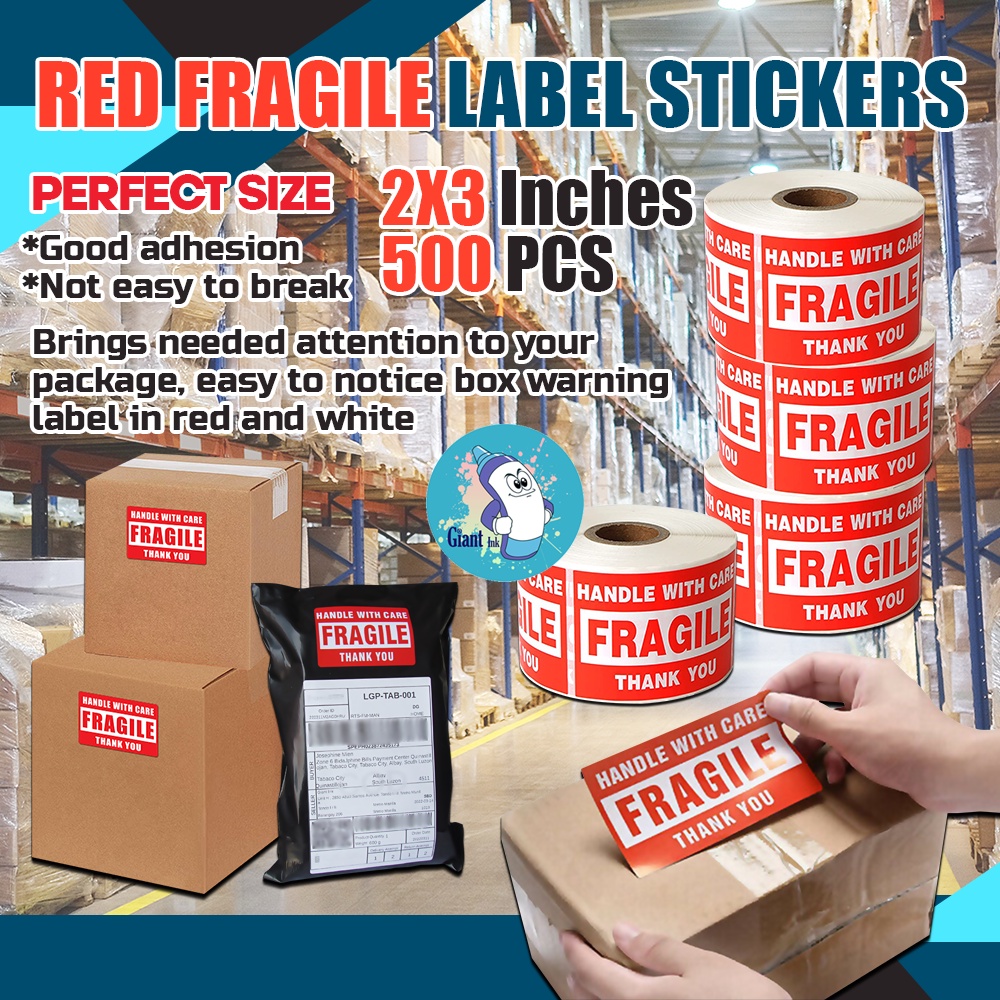 Fragile Stickers Warning Label for Parcels and Boxes Handle with Care ...