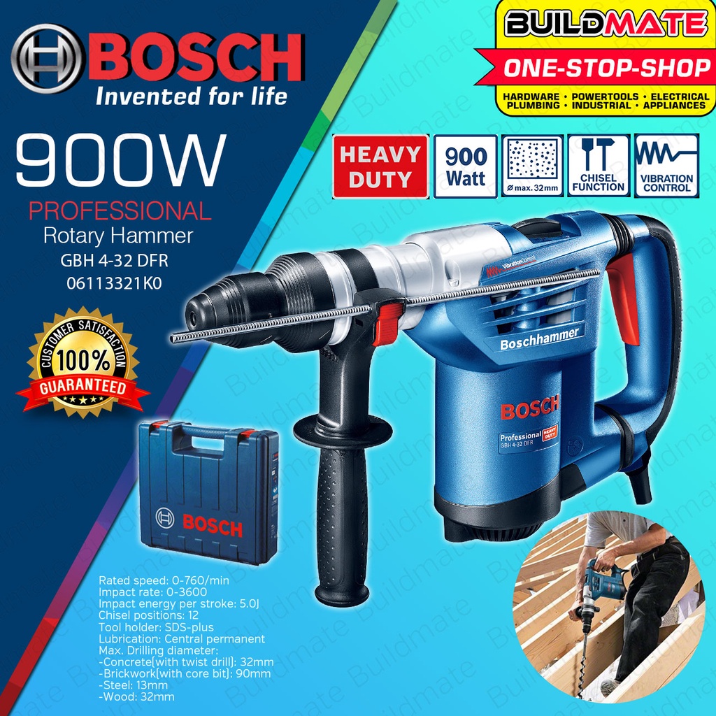 Bosch 900W SDS Plus Electric Rotary Hammer Drill with Carrying Case GBH 4-32 DFR 06113321K0 BPT ...