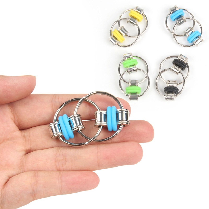 fidget cube adult vent bicycle chain toy decompression metal keychain ...