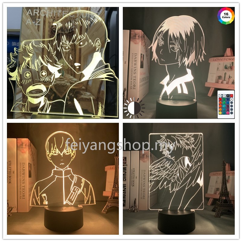 Anime Haikyuu 3D Small Desk Lamp 16-color Gradient Yu Nishinoya Hinata ...