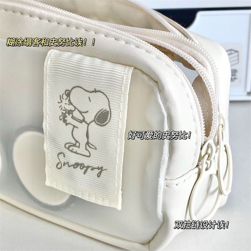 1Pc cartoon Snoopy pencil case, transparent frosted small fresh and ...
