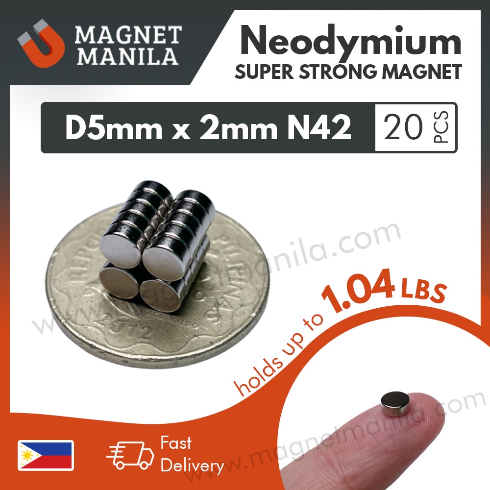 Magnet Manila 20 Pcs D5mm X 2mm Neodymium Magnet N42 Super Strong Rare ...