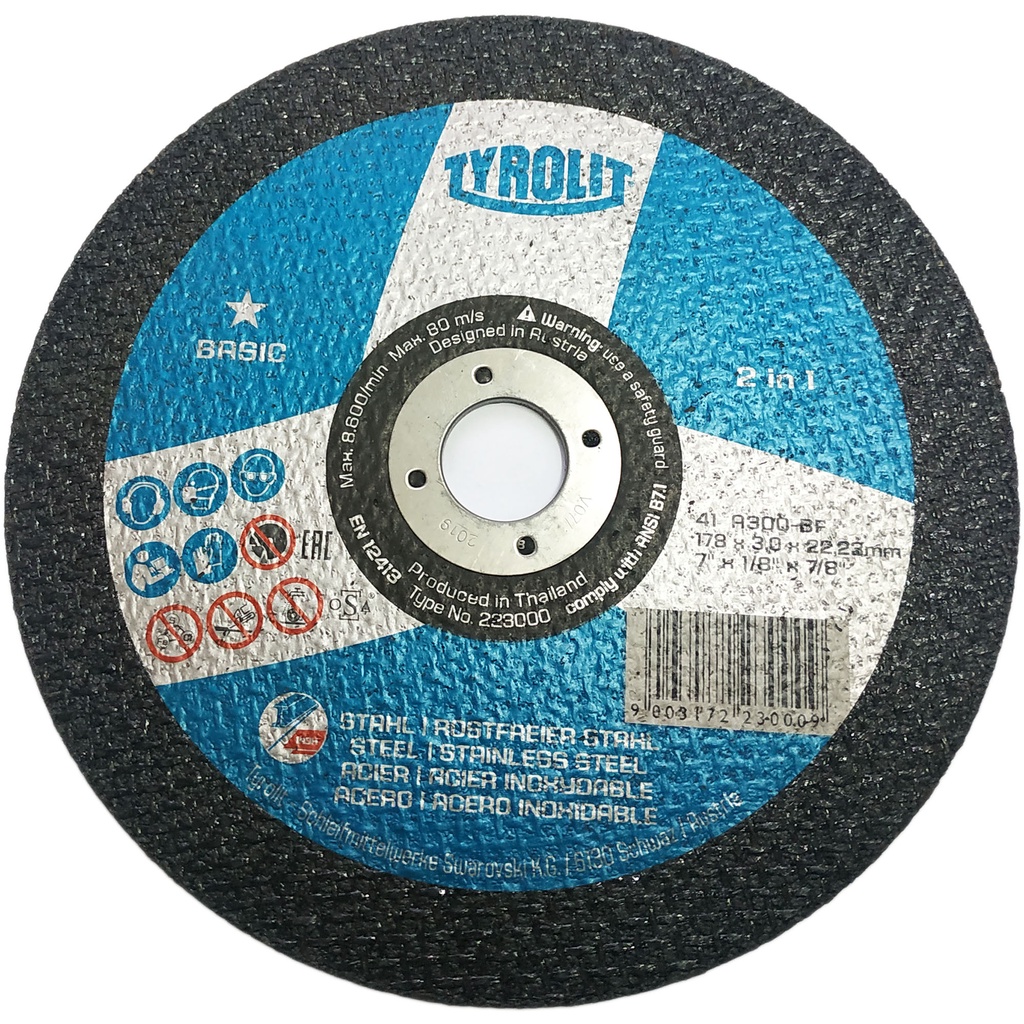 ORIGINAL TYROLIT CUTTING DISC 7" ( 178MM X 3.0MM X 22.23MM) == BASIC 2 ...