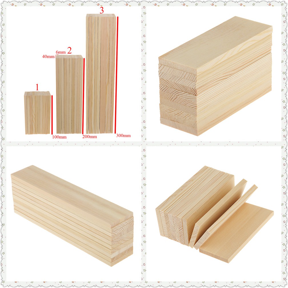 10 Pieces 20cm Natural Wood Rectangle Board Panel for Arts Craft ...