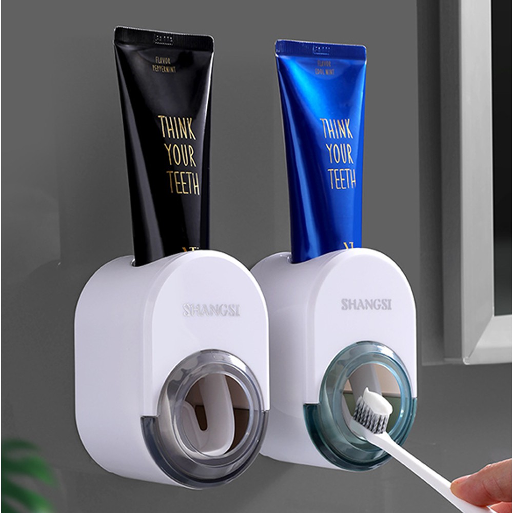 Automatic Toothpaste Dispenser Wall Mounted Rack Holder Squeezer Shelf ...