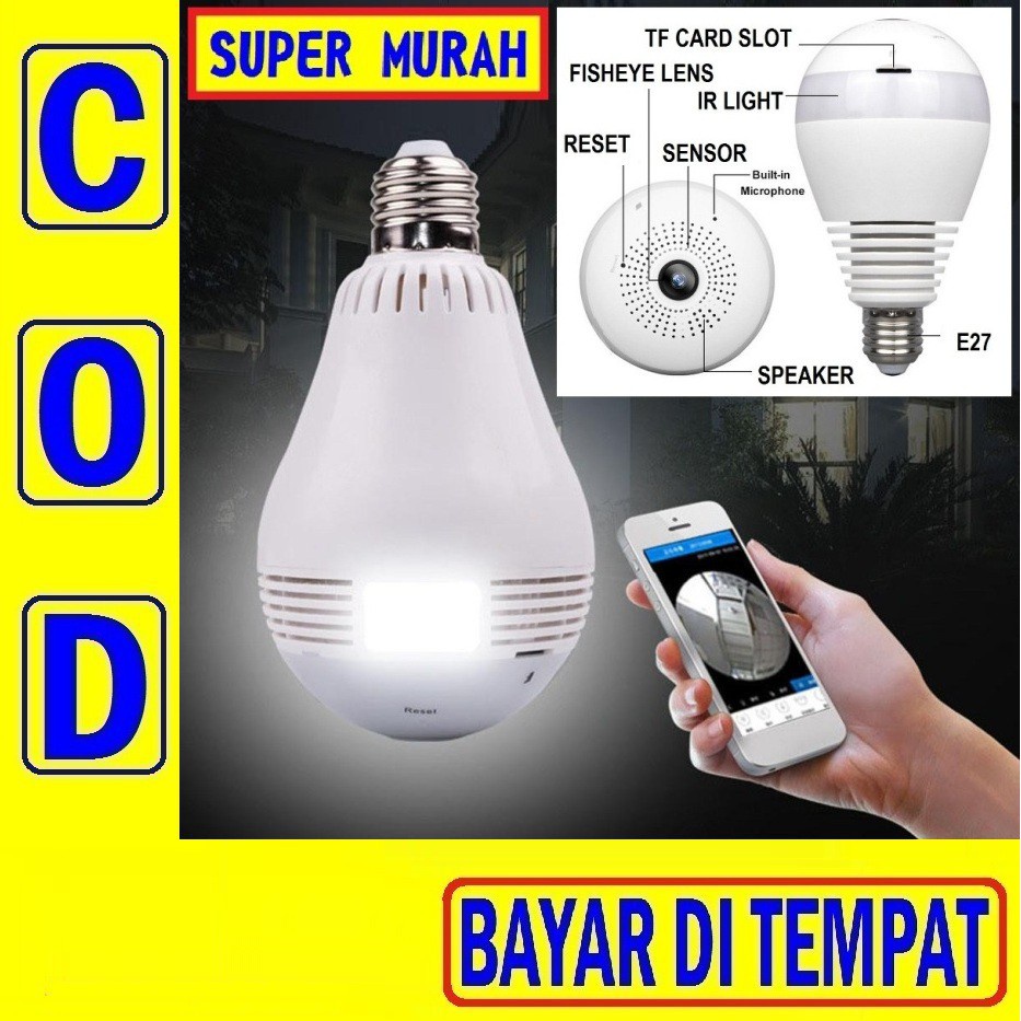 Kul 1D Cctv Camera Light Bulb Ip Camera Wifi Panoramic 360 Degree Spy ...