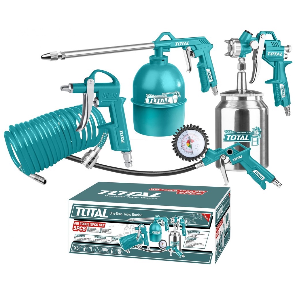 TOTAL Air Tools Pneumatic air paint spray gun 5pcs set paint spray can ...