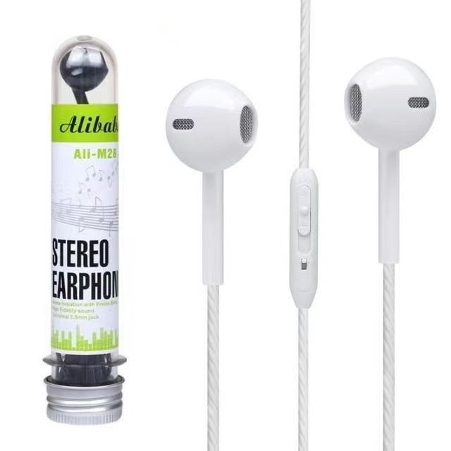 Alibaba Ali-M28 Stereo Earphone Wired 3.5mm Jack Earbuds Tube Design ...
