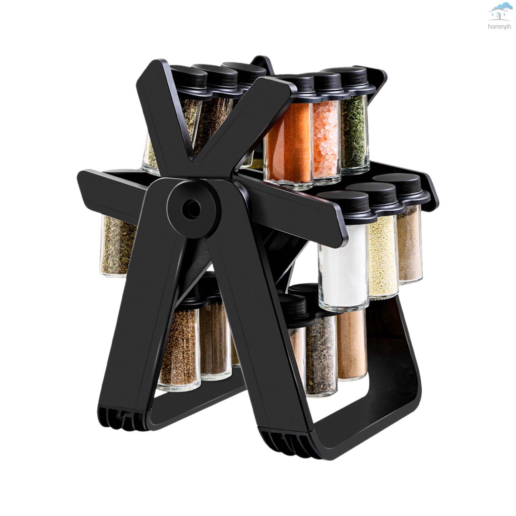 18PCS Jar Spice Rack 360°Rotating Ferris Wheel Spice Rack Seasoning ...