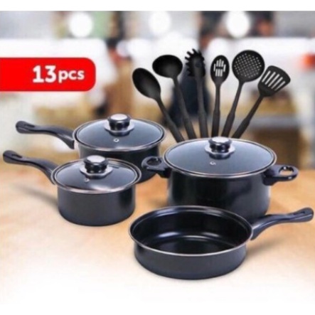 HT 13 pcs Cookware Set Non Stick Pan and Casserole with Kitchen Tools ...