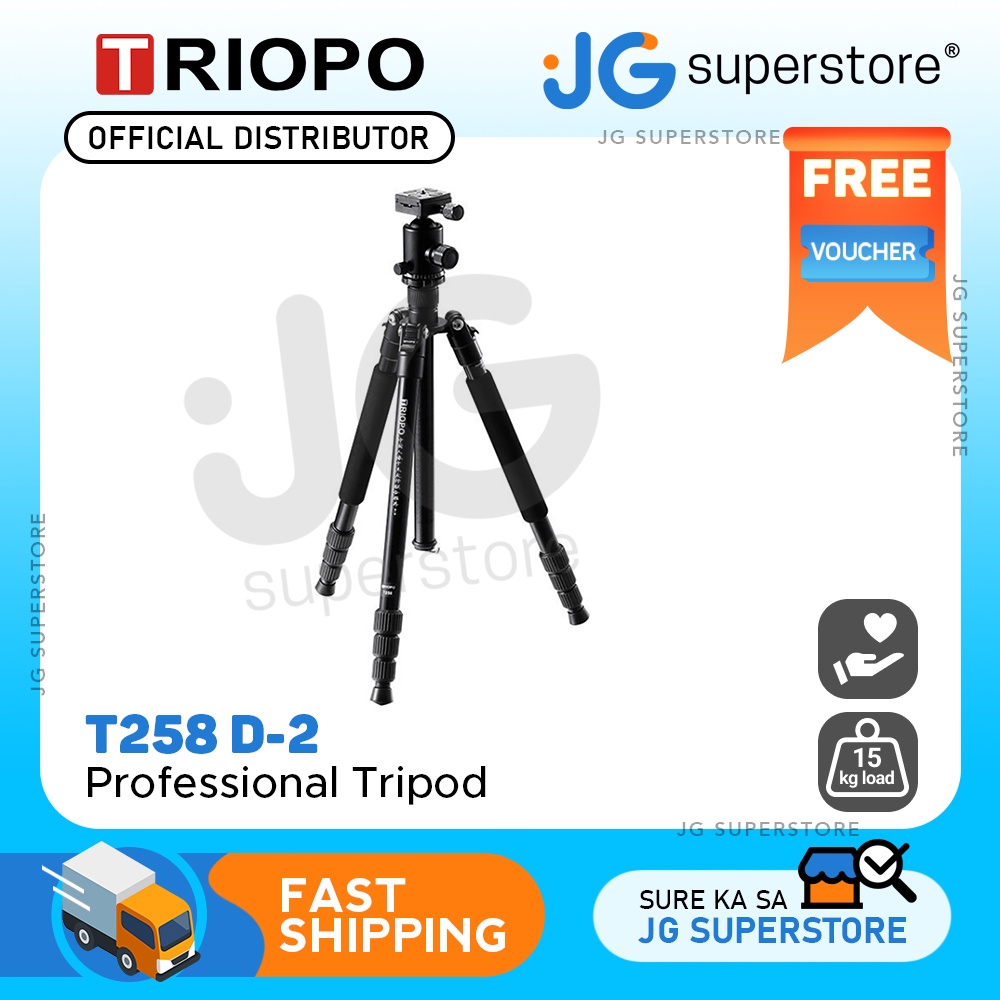Triopo T258 Portable Professional Tripod Monopod with D2 Ball Head, 15kg Load Capacity | Shopee ...
