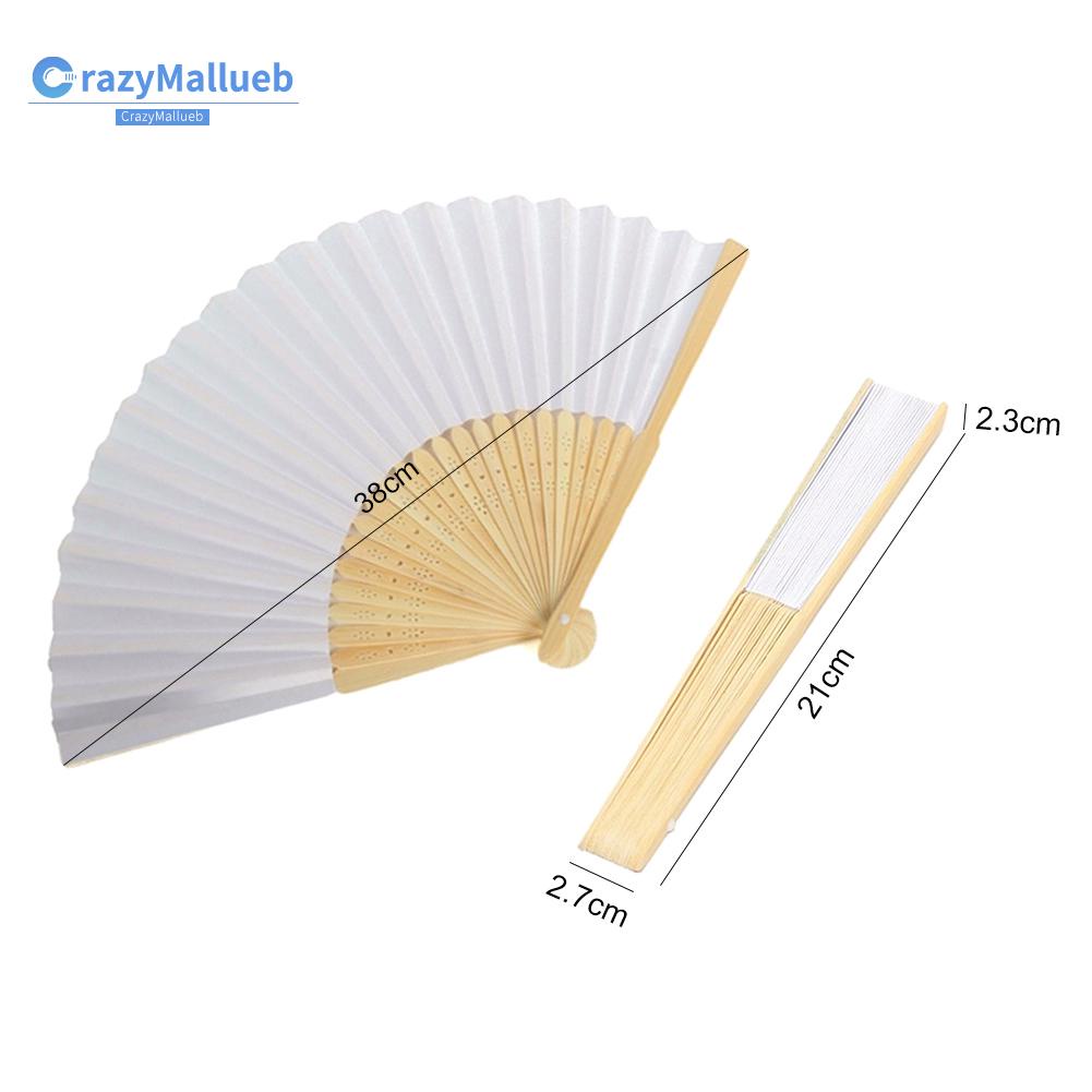 (Cra-Ready Now)1Pack/10 Pack Hand Held Fans White Paper fan Bamboo ...
