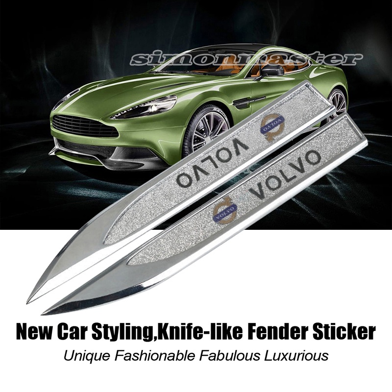 2PCS 3D Metal Car Body Emblem Sticker Auto Side Fender Decorative Badge ...